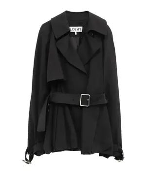 Loewe Buckled Collared Trench Coat - Black