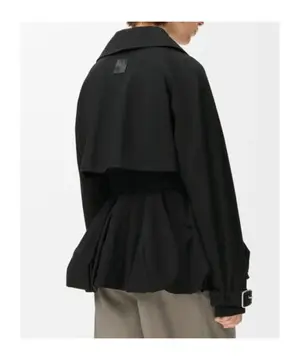 Loewe Buckled Collared Trench Coat - Black