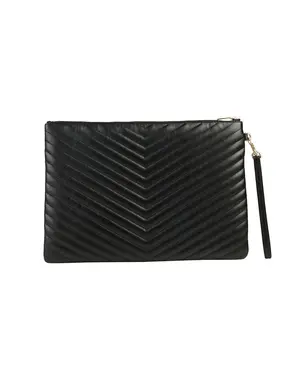 Saint Laurent Quilted Document Holder With Gold Logo Plaque