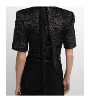 Celine Lurex Top With Embellished Neckline
