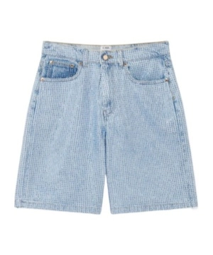 Casablanca Crystal Embellished Denim Shorts - Blue