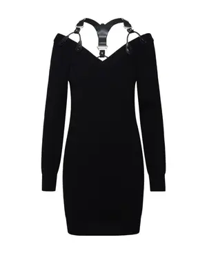 Moschino Shoulder Strap Wool Dress - Black