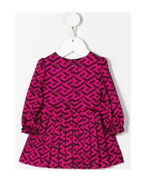 Versace La Greca Pattern Long Sleeve Dress