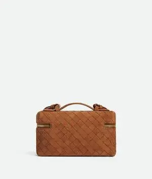 Bottega Veneta Intrecciato Suede Cosmetic Case - Amber