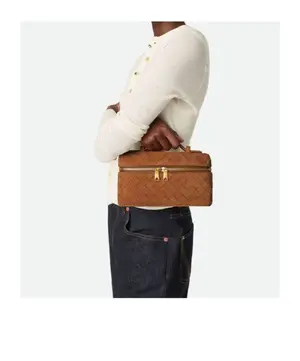 Bottega Veneta Intrecciato Suede Cosmetic Case - Amber