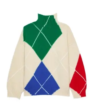 J.W.ANDERSON X Pringle Turtle-neck Argyle Jumper - Natural