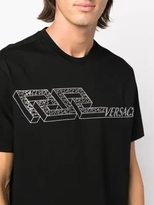Versace Crystal Logo-embellished T-shirt
