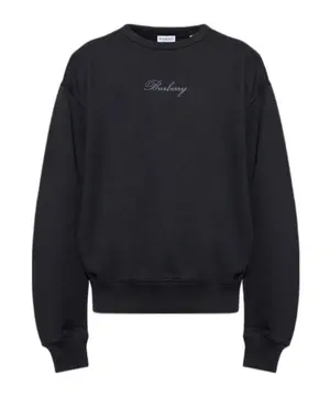 Burberry Crewneck Sweatshirt With Embroidered Logo - Black