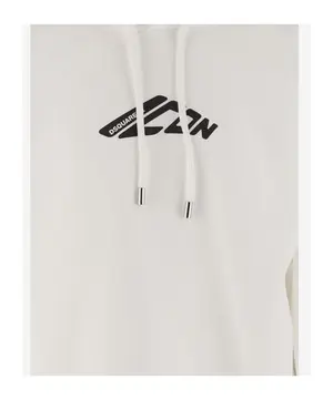 Dsquared2 Logo Printed Drawstring Hoodie - White