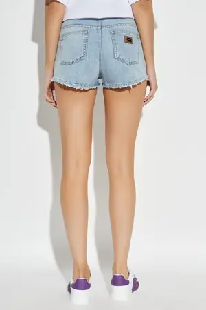 Dolce & Gabbana Frayed Denim Shorts - Blue