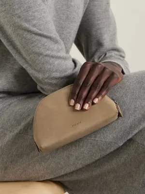 THE ROW Devon Mini Clutch In Suede - Sand-colored