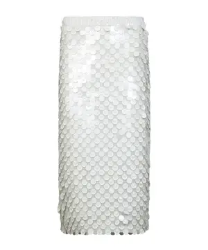 P.a.r.o.s.h Sequin Midi Skirt - White