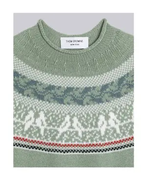 Thom Browne Fair Isle Wool Jumper With Striped Trim