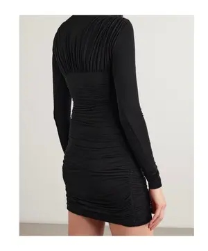 AGOLDE Long Sleeve Crewneck Ruched Dress