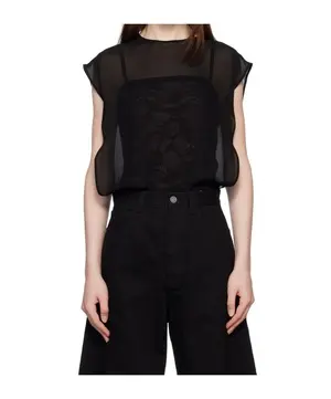 Alaïa Georgette Bodysuit Top