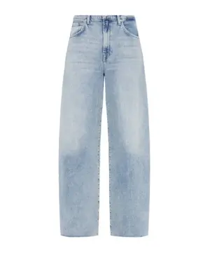 7 For All Mankind Wide-leg Raw Hem Jeans