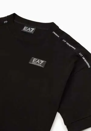 EA7 Cotton Jersey Crewneck T-shirt With Logo Patch
