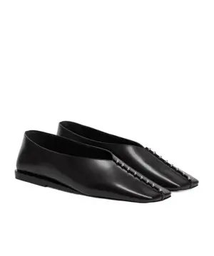 JIL SANDER Studded Pointed Toe Flats - Black