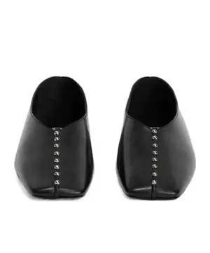 JIL SANDER Studded Pointed Toe Flats - Black
