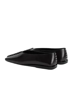 JIL SANDER Studded Pointed Toe Flats - Black