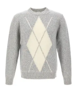 Eleventy Argyle Patterned Crew Neck Sweater