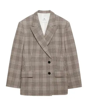 ANINE BING Plaid Suit Jacket - Brown
