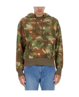 Moschino Camouflage Print Hooded Long Sleeve Sweater