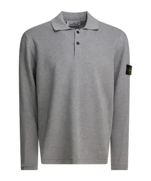 Stone Island Long-sleeve Knit Polo Shirt - Grey