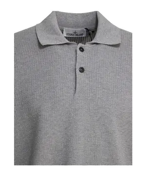Stone Island Long-sleeve Knit Polo Shirt - Grey