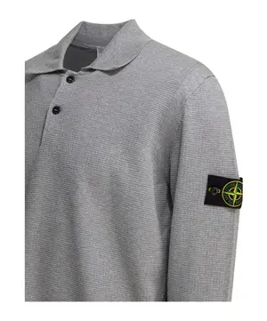 Stone Island Long-sleeve Knit Polo Shirt - Grey