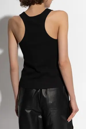 Palm Angels Logo Embroidered Ribbed Tank Top - Black