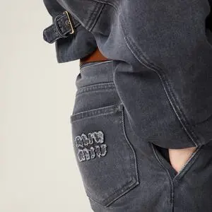 Miu Miu Logo Detailed Wide-leg Trousers