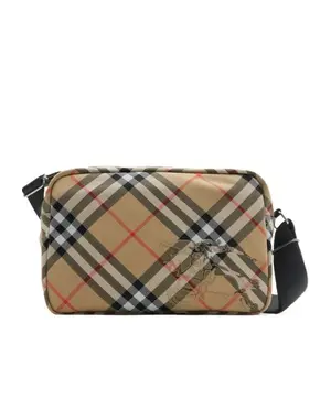 Burberry Vintage Check Equestrian Knight Motif Messenger Bag - Sand-colored