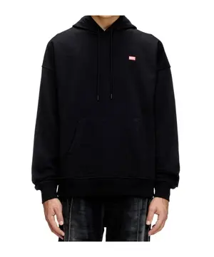 DIESEL® S-rob Logo Printed Drawstring Hoodie - Black