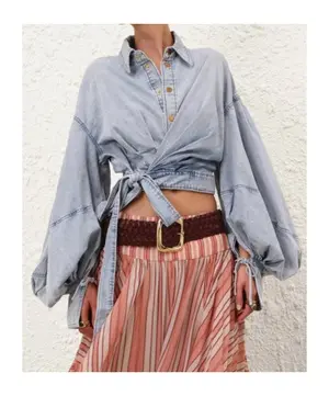 Zimmermann Rebellion Wrap Denim Top