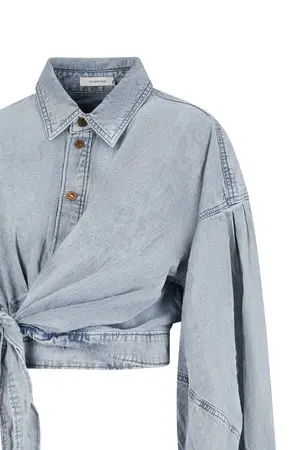 Zimmermann Rebellion Denim Wrap Top