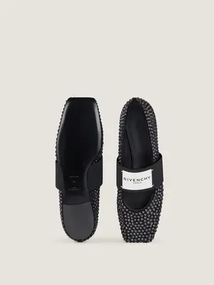 Givenchy Sliced Square Ballet Flats With Strap Detail - Black