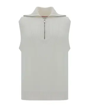 Brunello Cucinelli Half-zip Ribbed-knit Gilet