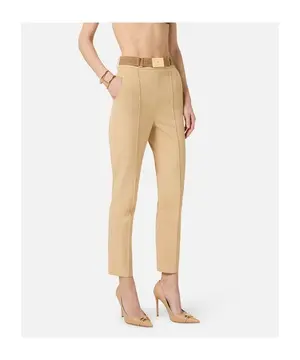 Elisabetta Franchi Belted Pleated Trousers - Camel