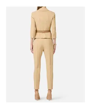 Elisabetta Franchi Belted Pleated Trousers - Camel
