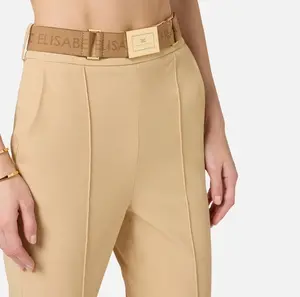 Elisabetta Franchi Belted Pleated Trousers - Camel