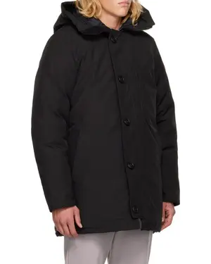 Canada Goose Logo Patch Hooded Down Coat