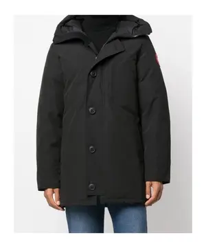 Canada Goose Logo Patch Hooded Down Coat