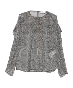 Elisabetta Franchi Sheer Blouse With Ruffled Hem - Gray