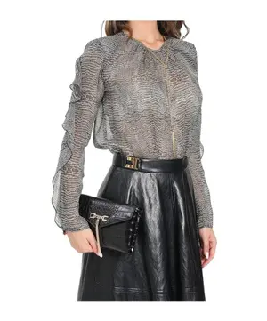 Elisabetta Franchi Sheer Blouse With Ruffled Hem