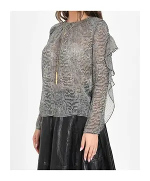 Elisabetta Franchi Sheer Blouse With Ruffled Hem