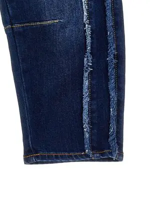 Monnalisa Straight-leg Fringed Jeans With Hello Kitty Detail