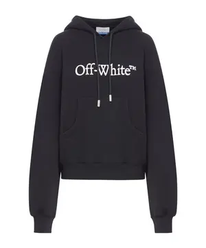 Off-White Drawstring Long-sleeved Hoodie - Black