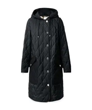 Burberry Roxby Diamond-quilted Mid-length Coat With Drawstring Hood