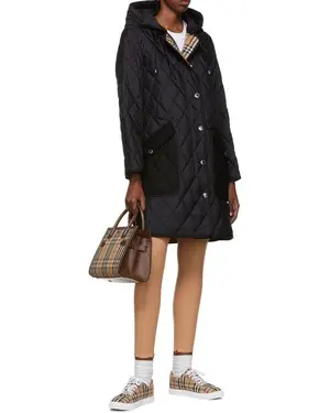 Burberry Roxby Diamond-quilted Mid-length Coat With Drawstring Hood